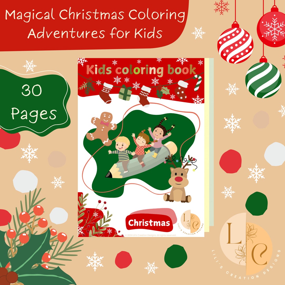 Magical Christmas Coloring Pages for Kids - Etsy