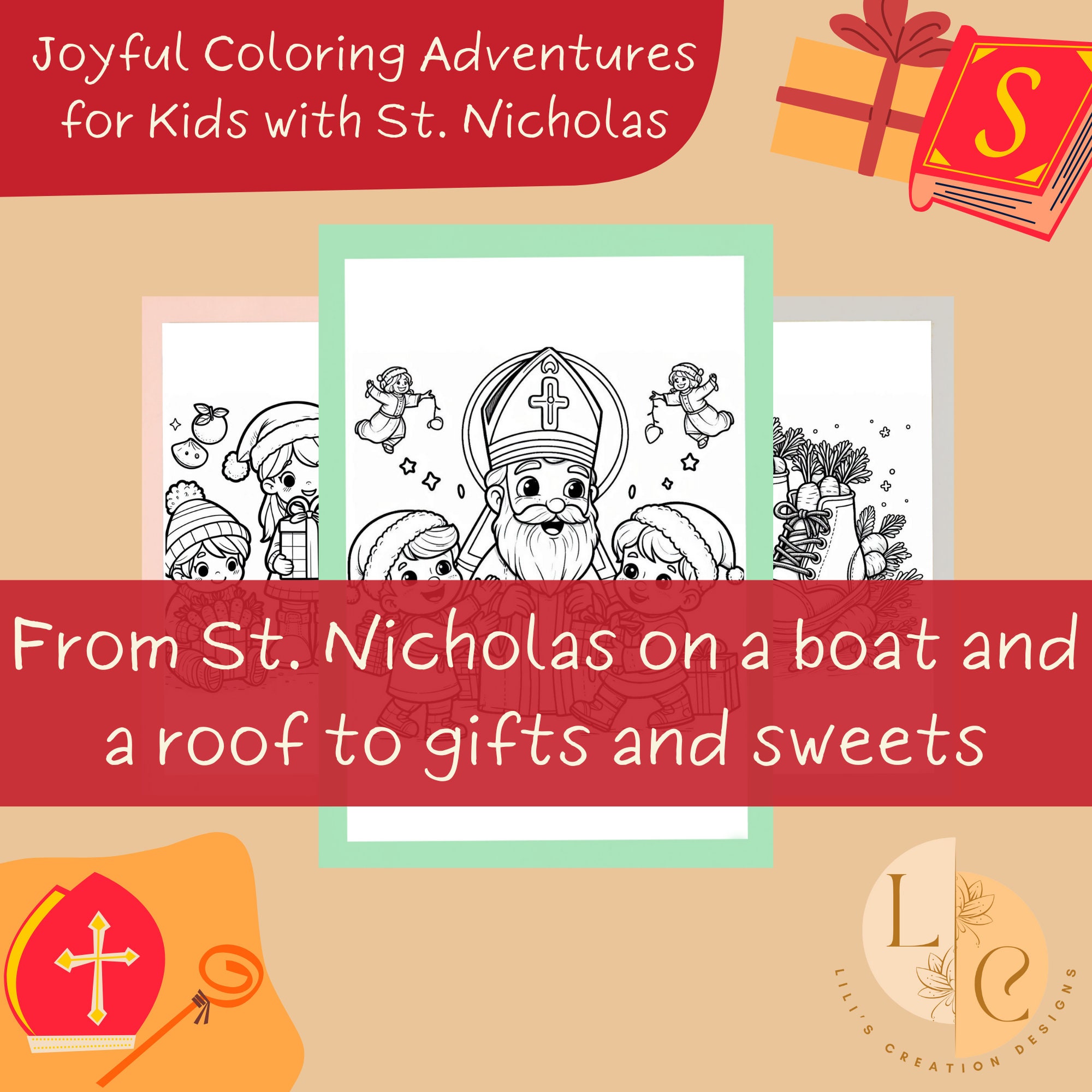 St. Nicholas Coloring Pages for Kids & Adults Printables Digital ...