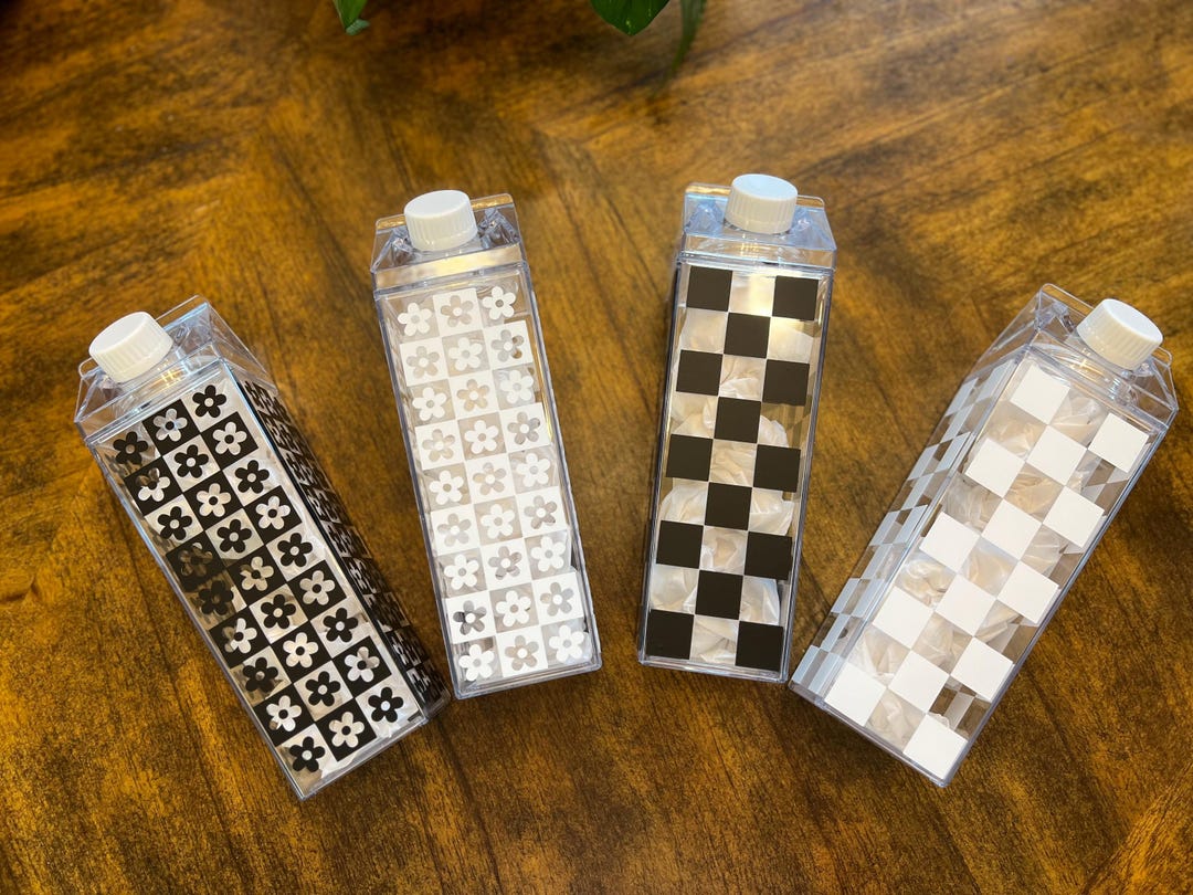 Checkerboard Milk Carton Water Bottle 16 Oz | Daisy Checkerboard ...