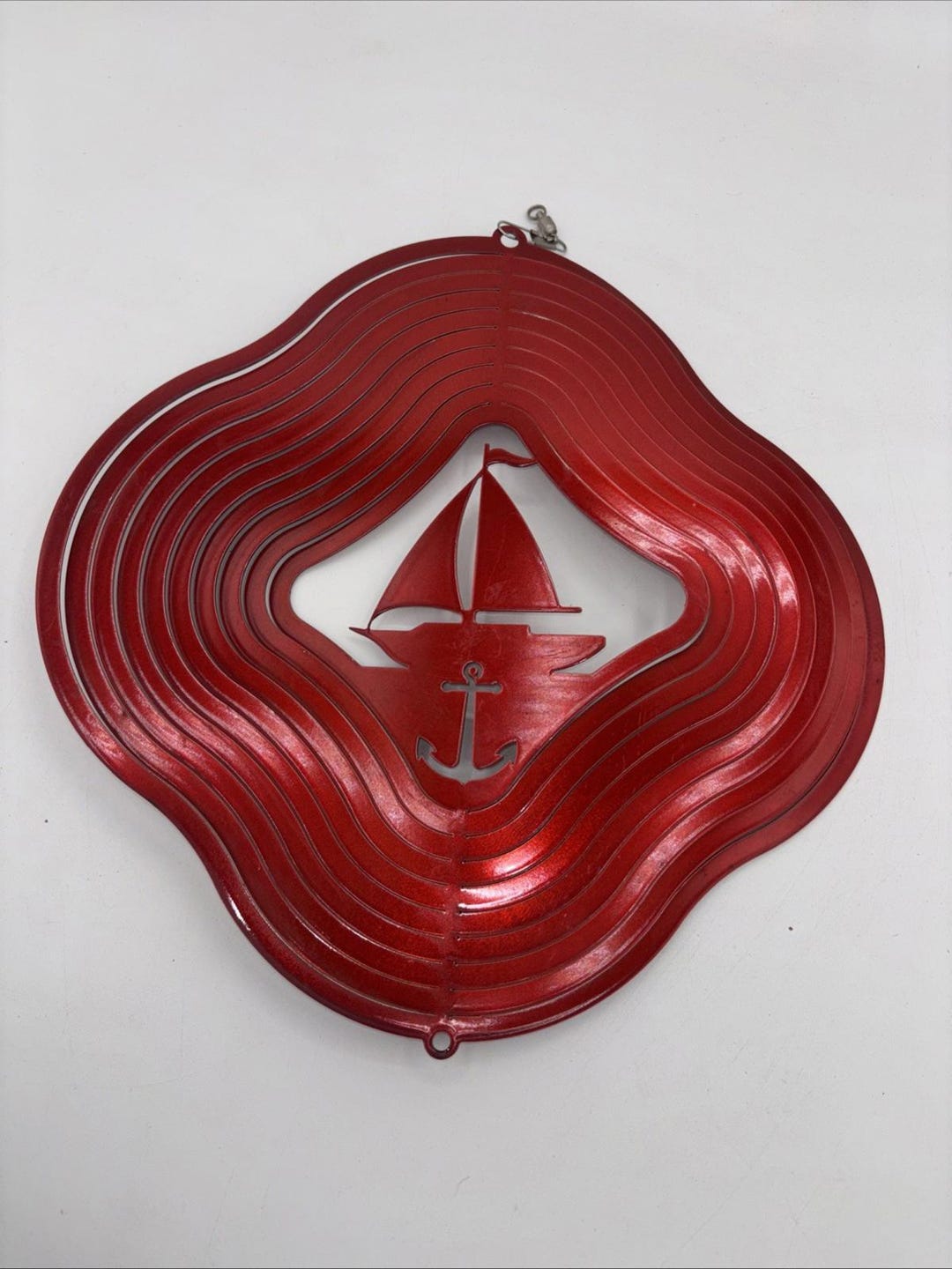 Wind Spinner W/sailboat, 11" Red Powdercoated Steel, Indoor/outdoor - Etsy