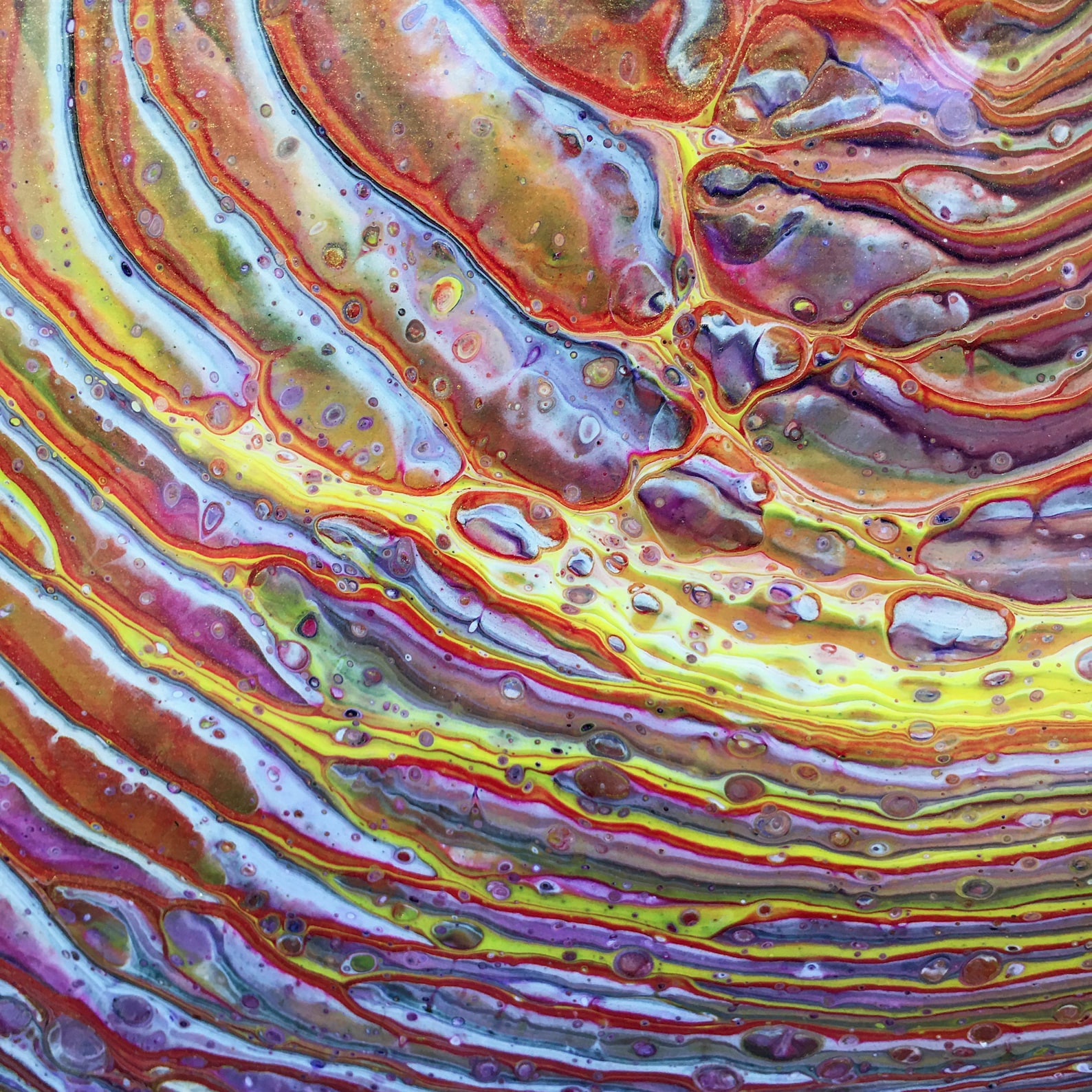 Copper Gold Colorful Acrylic Pour Painting 12 X 12 Inch - Etsy