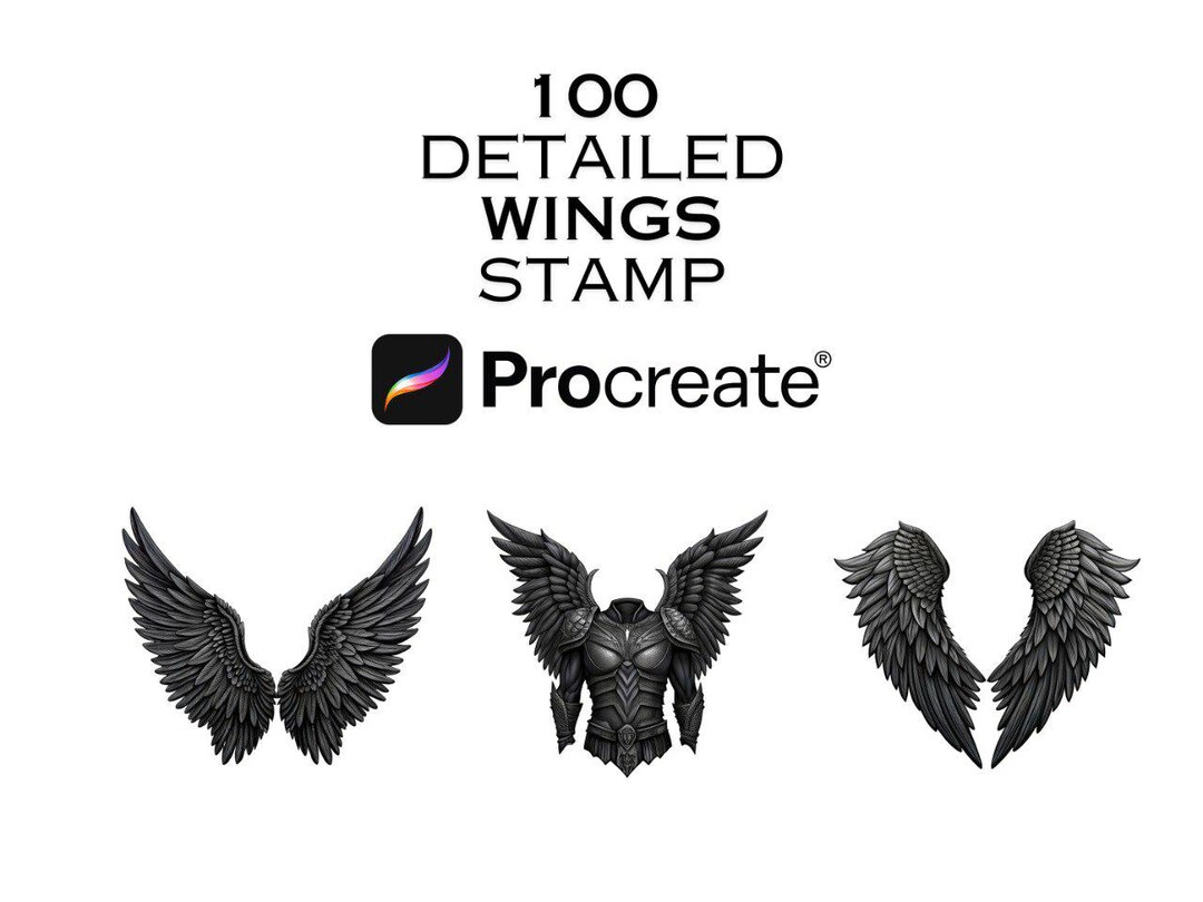 100 Wings Brushes for Procreate | Angel, Bird and Fantasy Wing Stamp ...