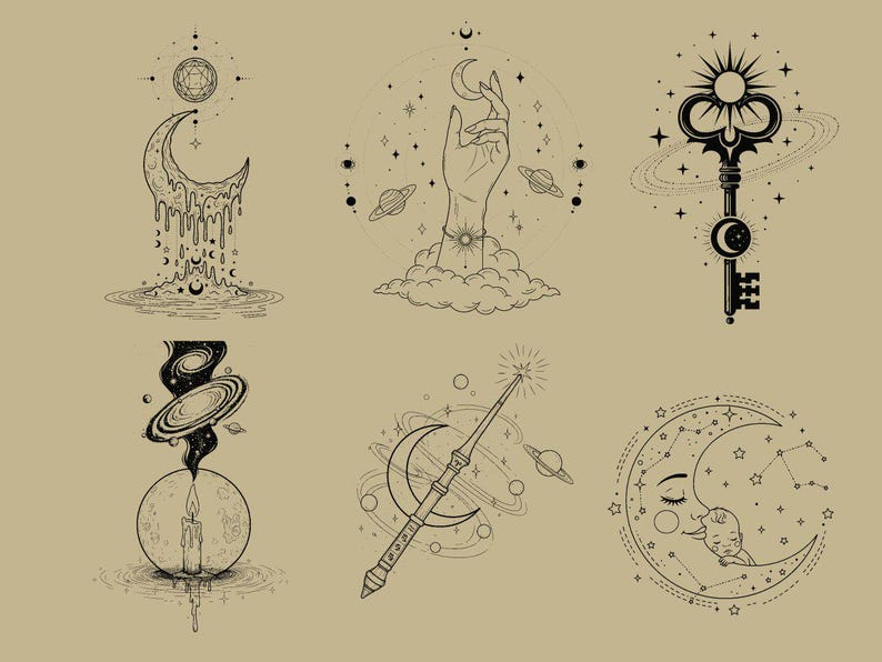 125 Procreate Celestial Stamp Brushes: Moon, Star, Galaxy (digital ...