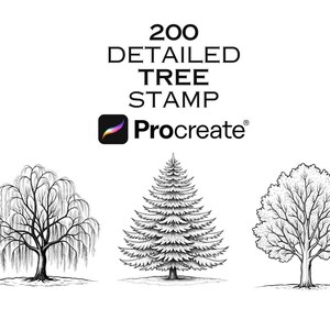 200 Tree Procreate Stamp Brushes: Botanical Tattoo Reference (digital ...