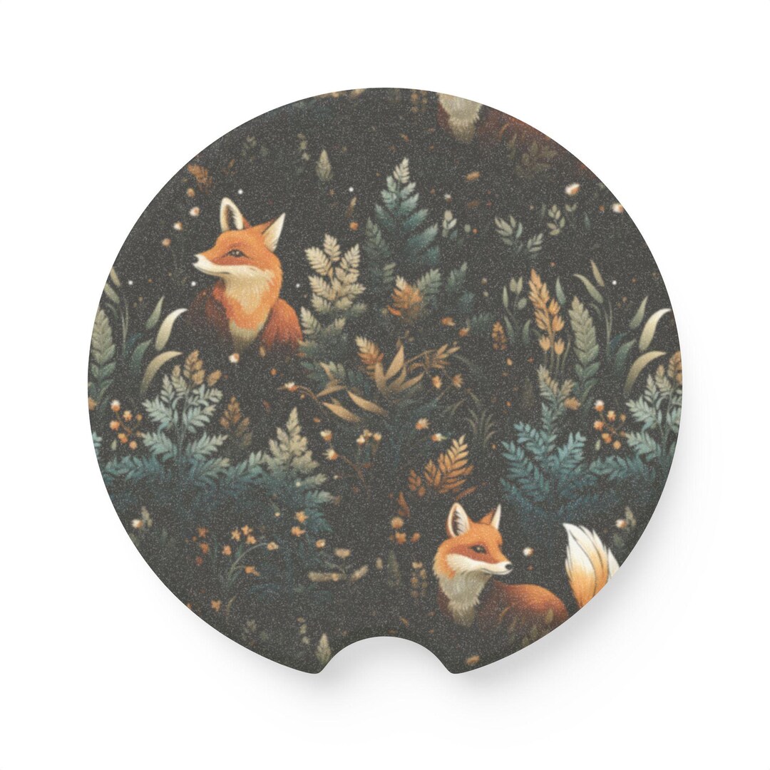 Fox-themed Ceramic Car Coaster, Nature Car Accessory, Unique Gift for ...