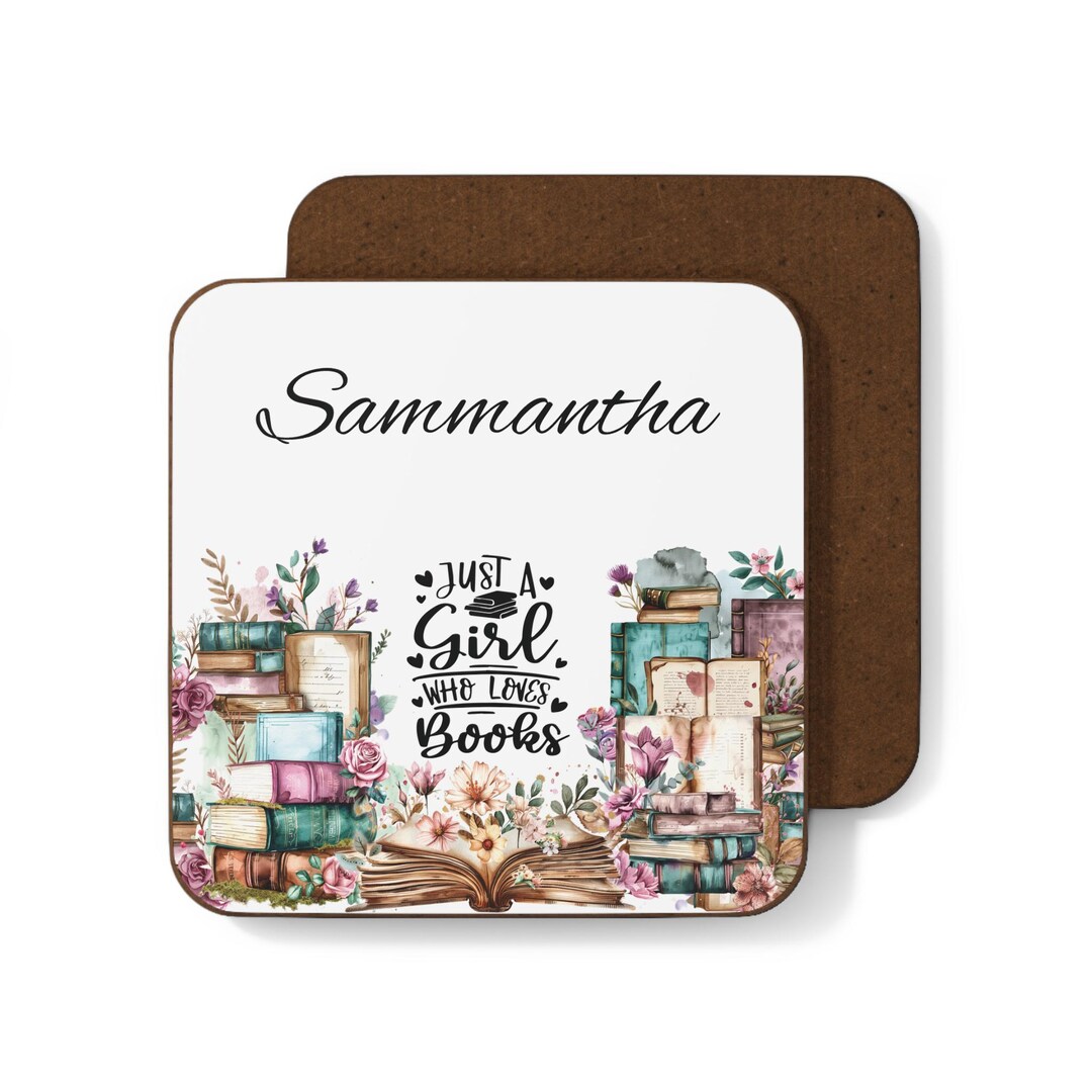 Custom Coaster for Book Lovers, Personalized Drink Coaster Set ...