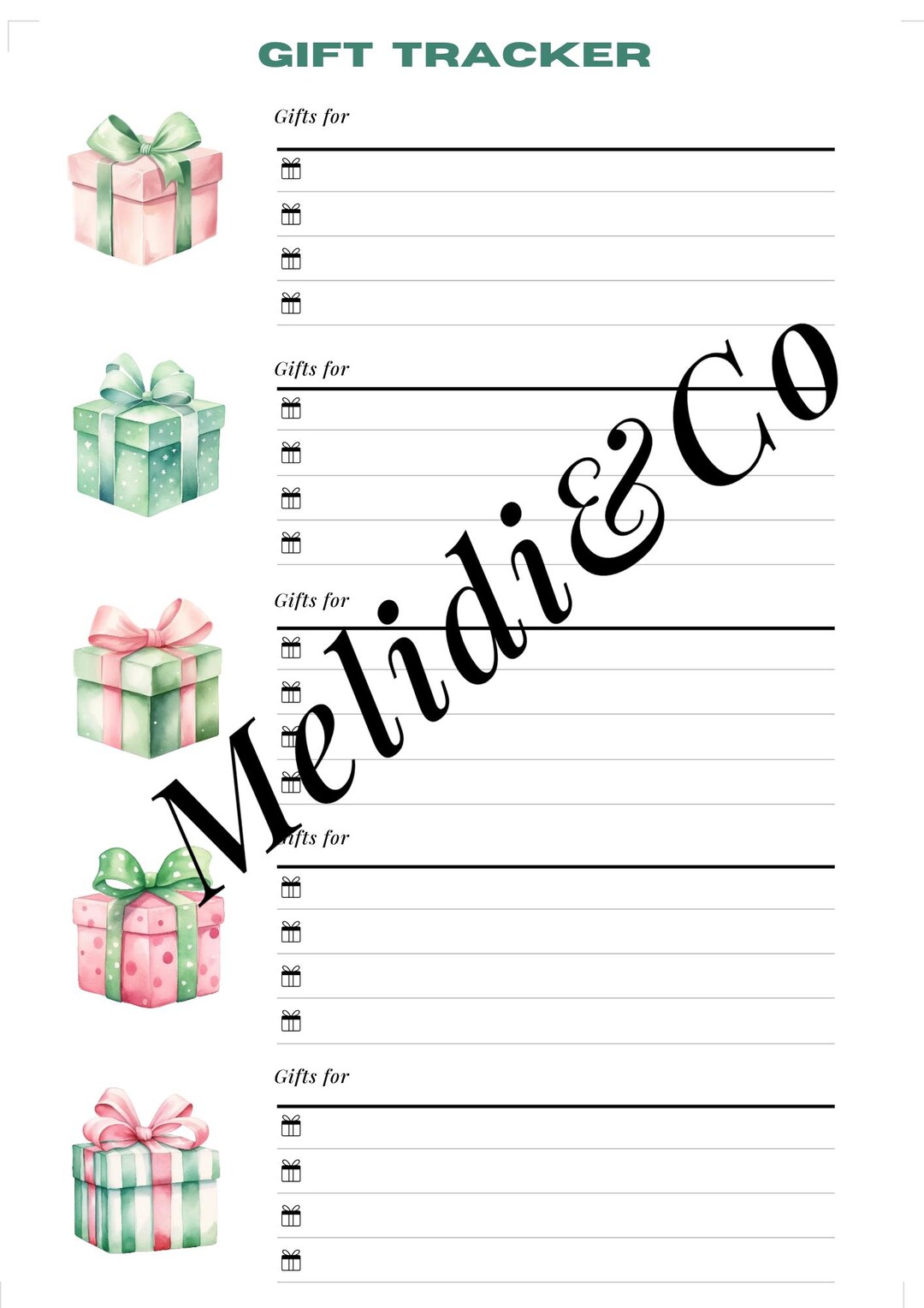 Gift Tracker Stationary Page, Downloadable Gift List - Etsy