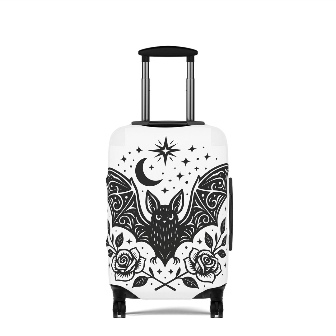 Gothic Luggage Cover With Bat and Floral Design, Travel Accessory for ...