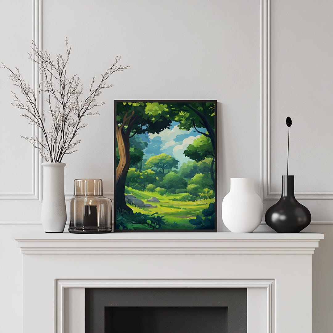 Forest Themed Wall Art Minimalist Nature Decoration Framed Forest ...