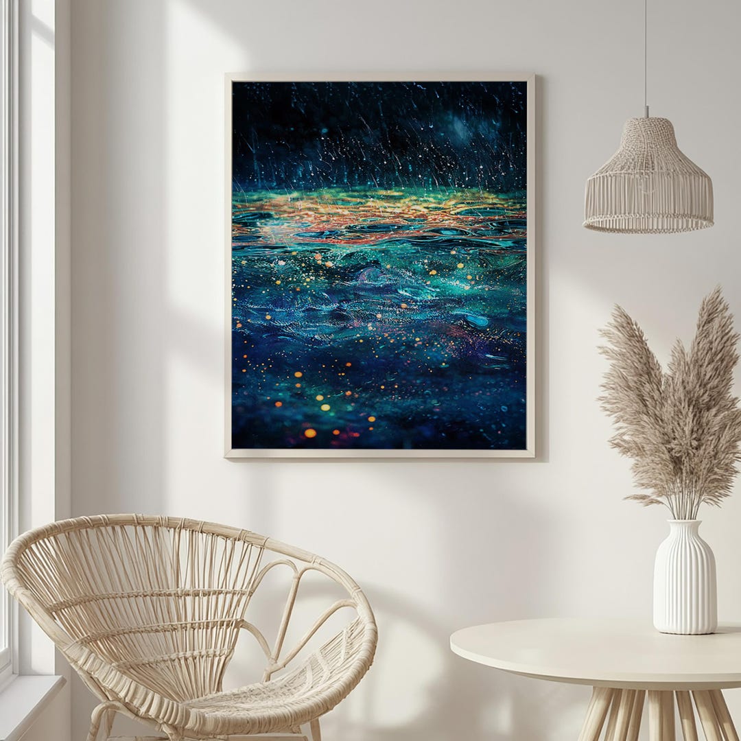 Rain Themed Art Print Minimalist and Stylish Poster Raindrops Canvas ...