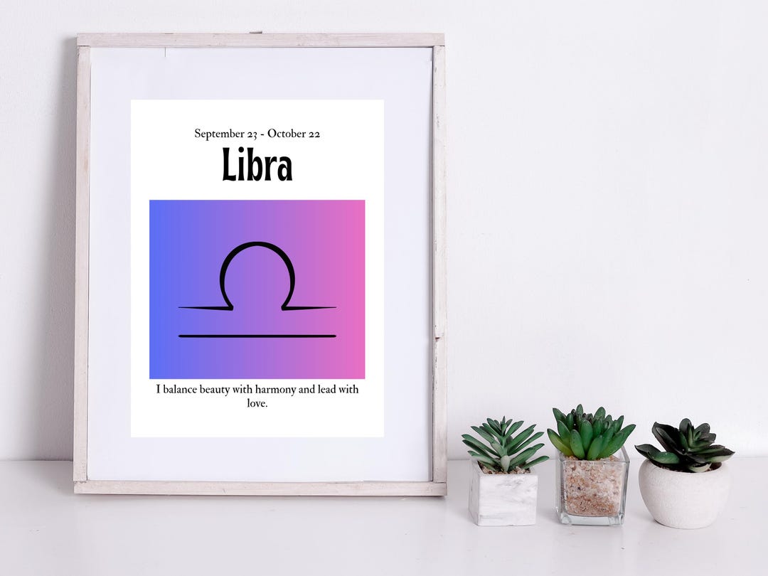 Libra Zodiac Wall Art Printable - Astrology Star Sign Poster, Libra ...