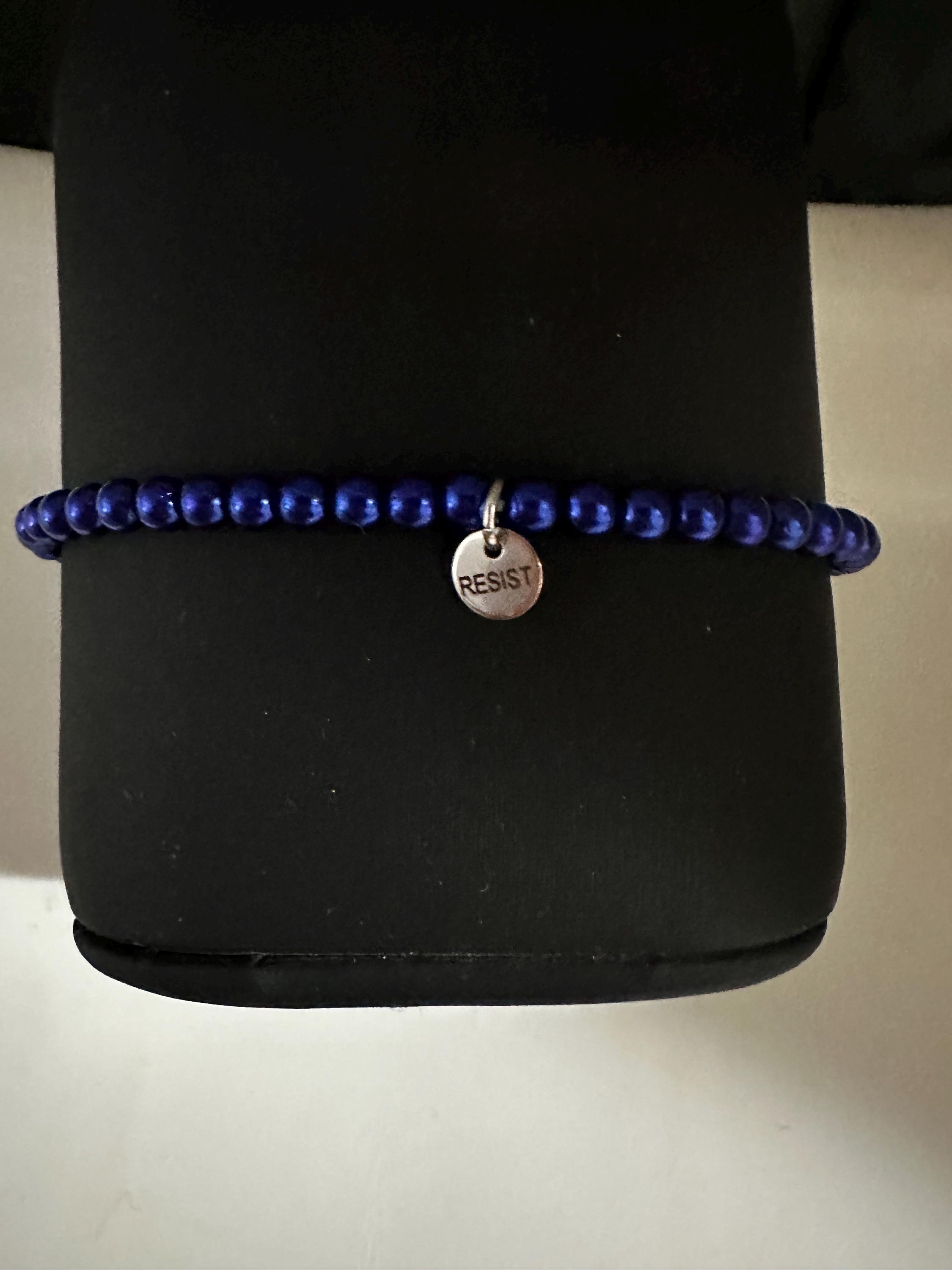 RESIST Blue Bracelet 8 Mm Charm - Etsy