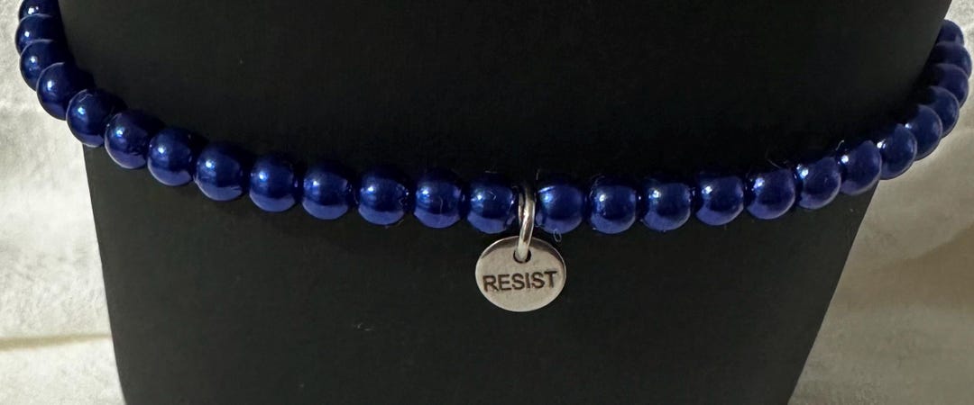 RESIST Blue Bracelet 8 Mm Charm - Etsy