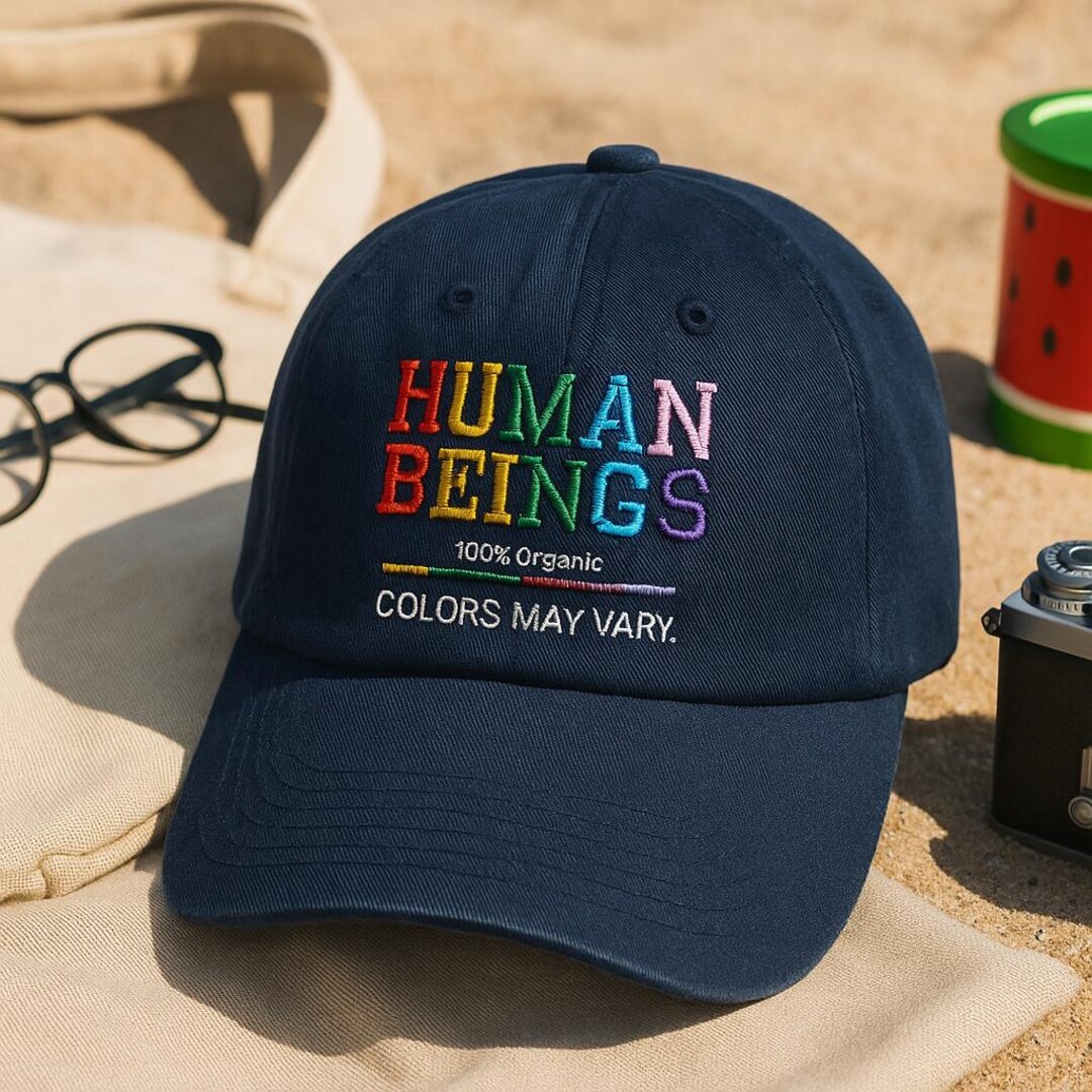 Retro Human Beings 100% Organic Colors May Vary Embroidered Hat ...