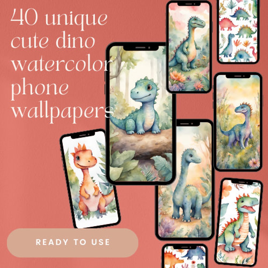 Dinosaur Watercolor Phone Wallpaper Colorful Computer Desktop ...