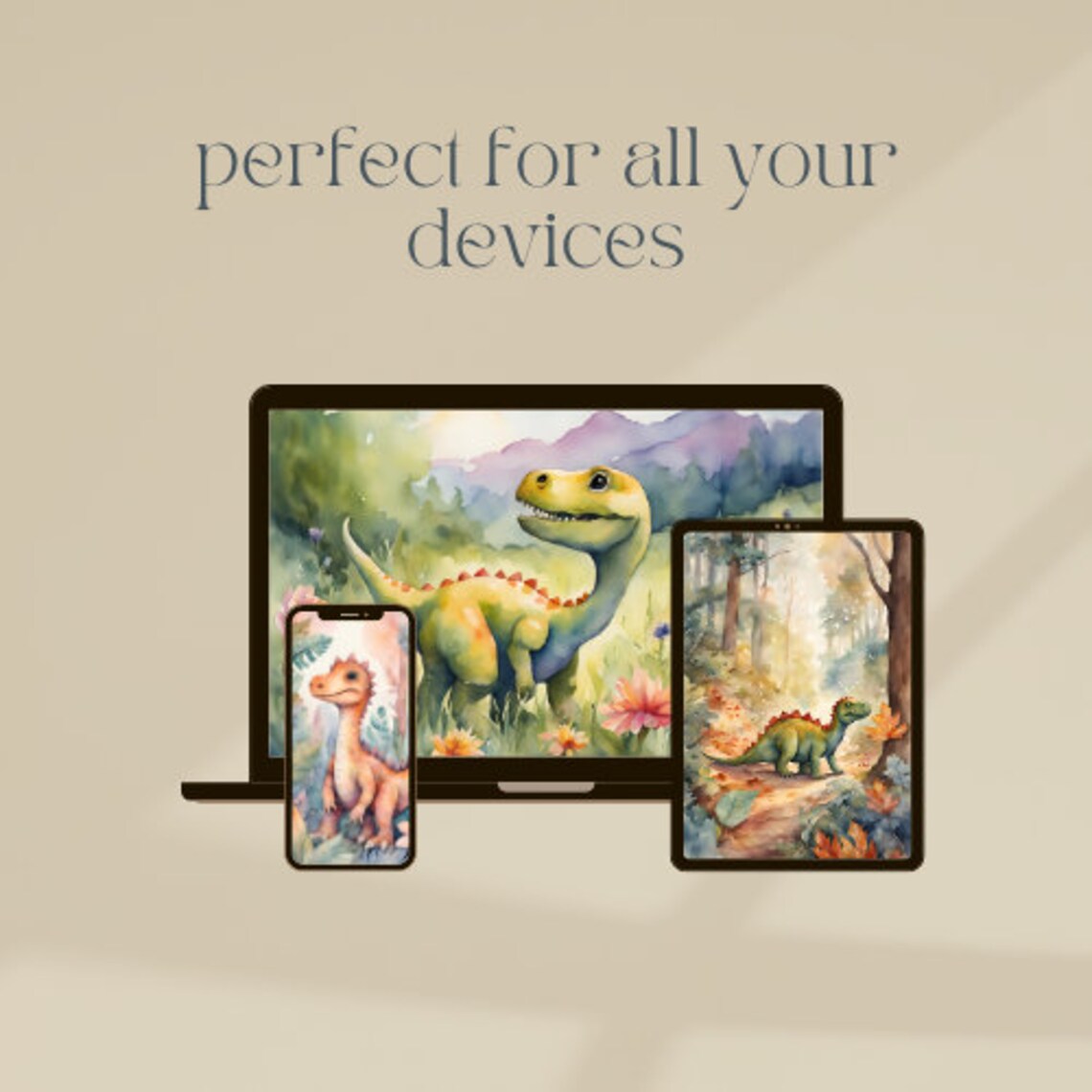 Dinosaur Watercolor Phone Wallpaper Colorful Computer Desktop ...