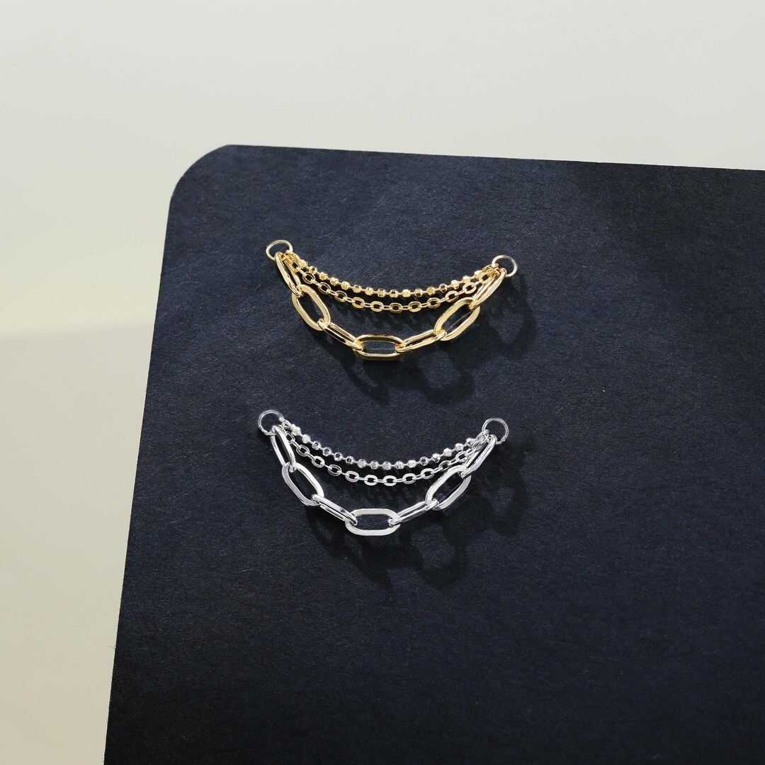 Triple Chain Attachment Minimalist Chain Accessory for Cartilage Conch ...