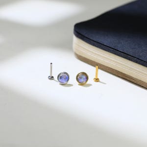 Labradorite Rose Cut Multiple Size Earring Dainty Gemstone Stud Flat ...