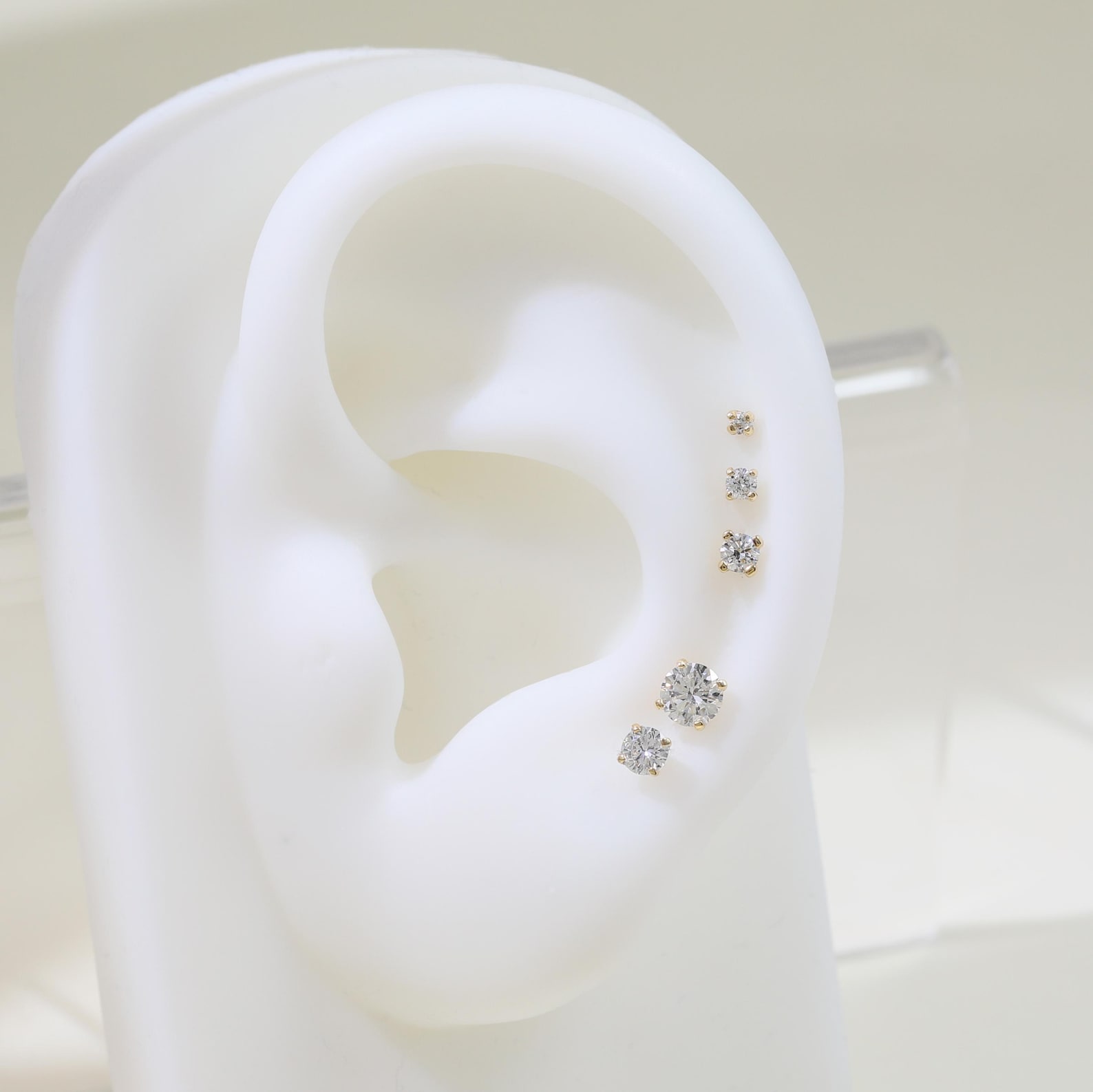 Solid 14K Gold Diamond Moissanite Round Multiple Size Push Back Earring ...