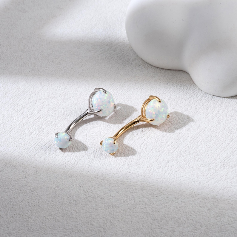 Opal Multiple Size Belly Button Ring Gemstone Threaded Navel Ring 14g ...