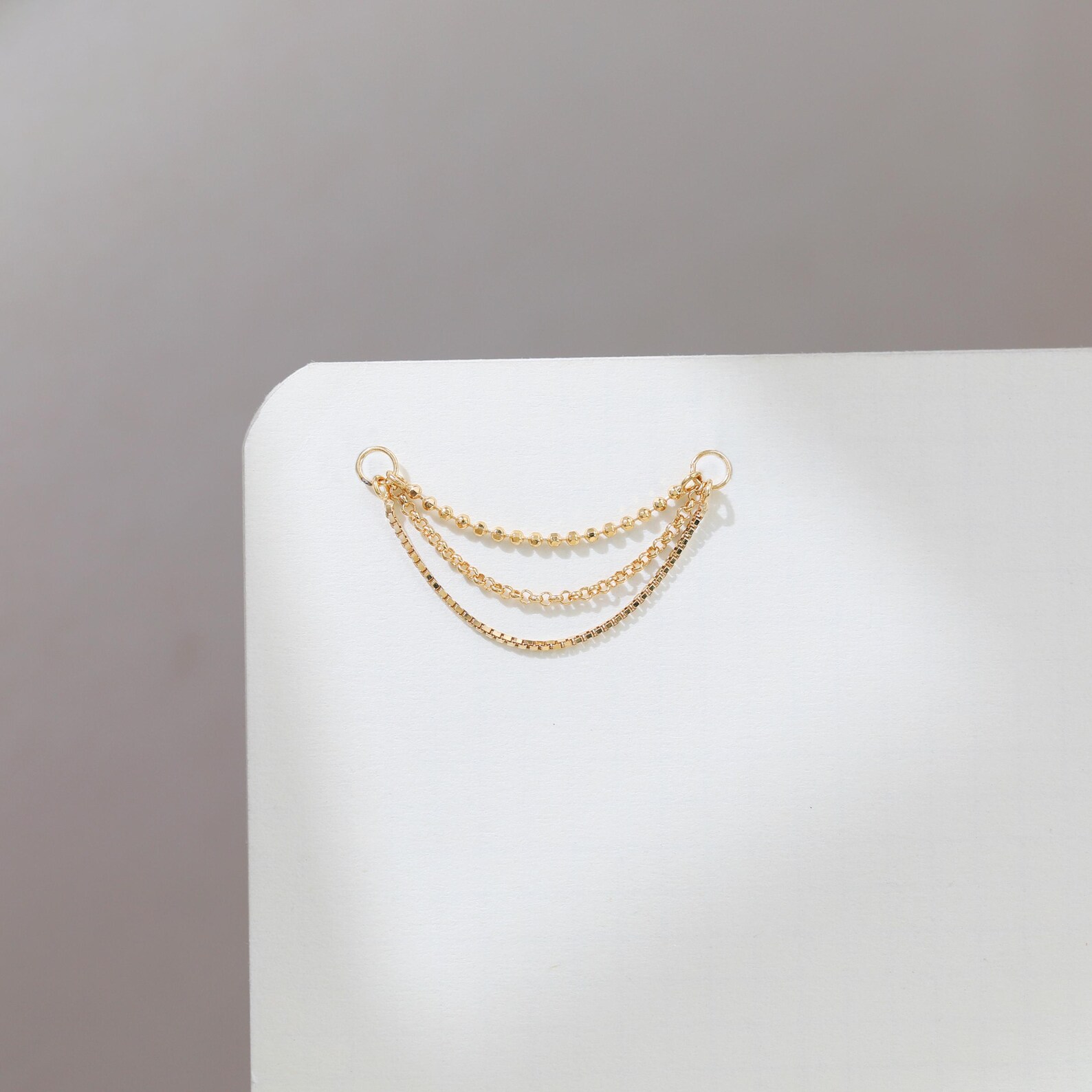 Triple Layer Piercing Chain Attachment Sterling Silver Multi Chain ...