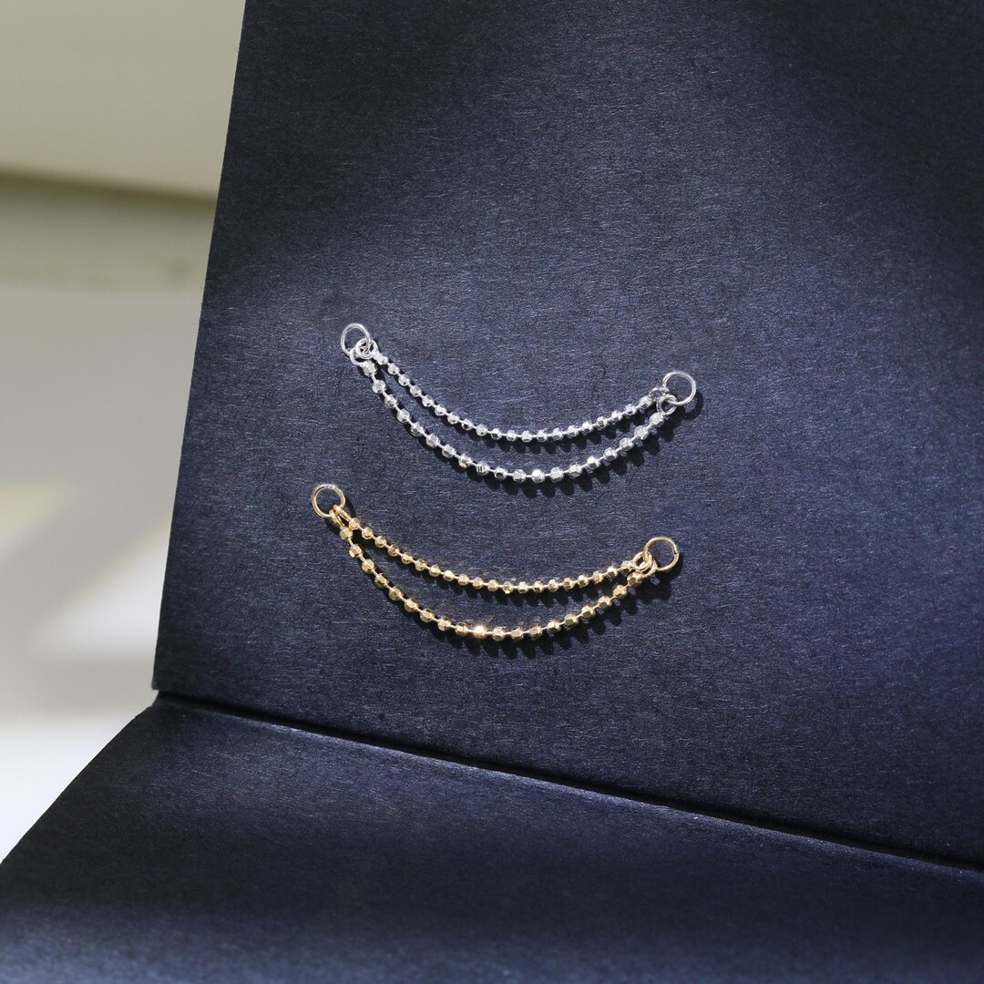 Double Bead Chain Attachment Ear Jacket Dangle Bead Chain Charm ...