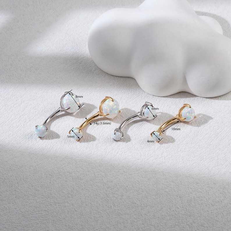 Opal Multiple Size Belly Button Ring Gemstone Threaded Navel Ring 14g ...