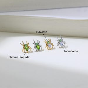Silver Spider Chrome Diopside Tsavorite Labradorite Earring Dainty ...