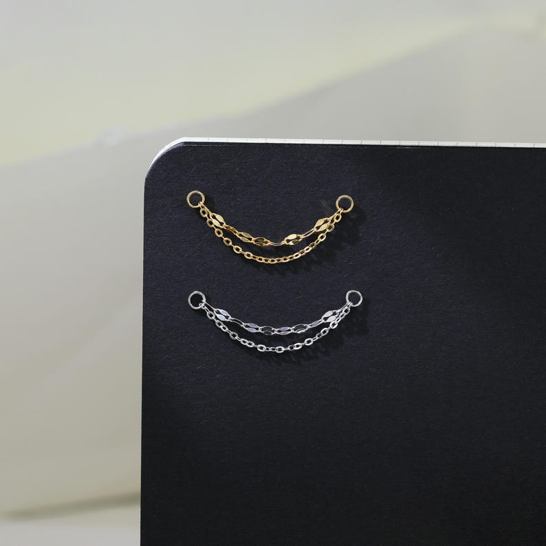 Double Layer Chain Attachment 14K Gold Plated Lip Chain Accessary Cable ...