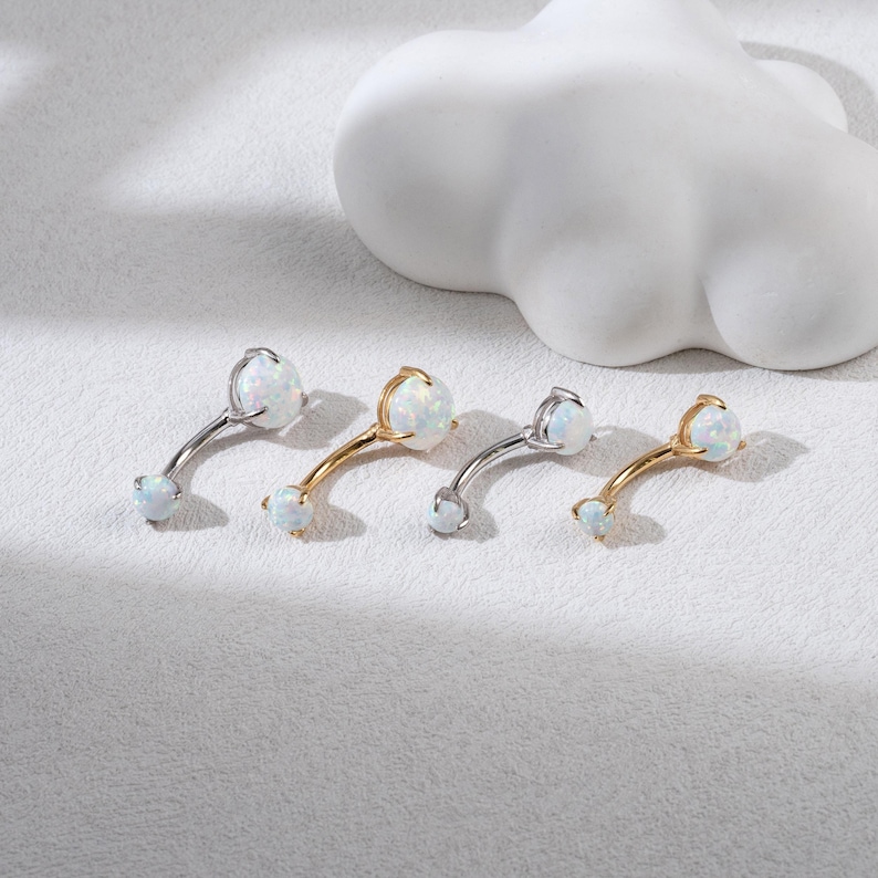 Opal Multiple Size Belly Button Ring Gemstone Threaded Navel Ring 14g ...