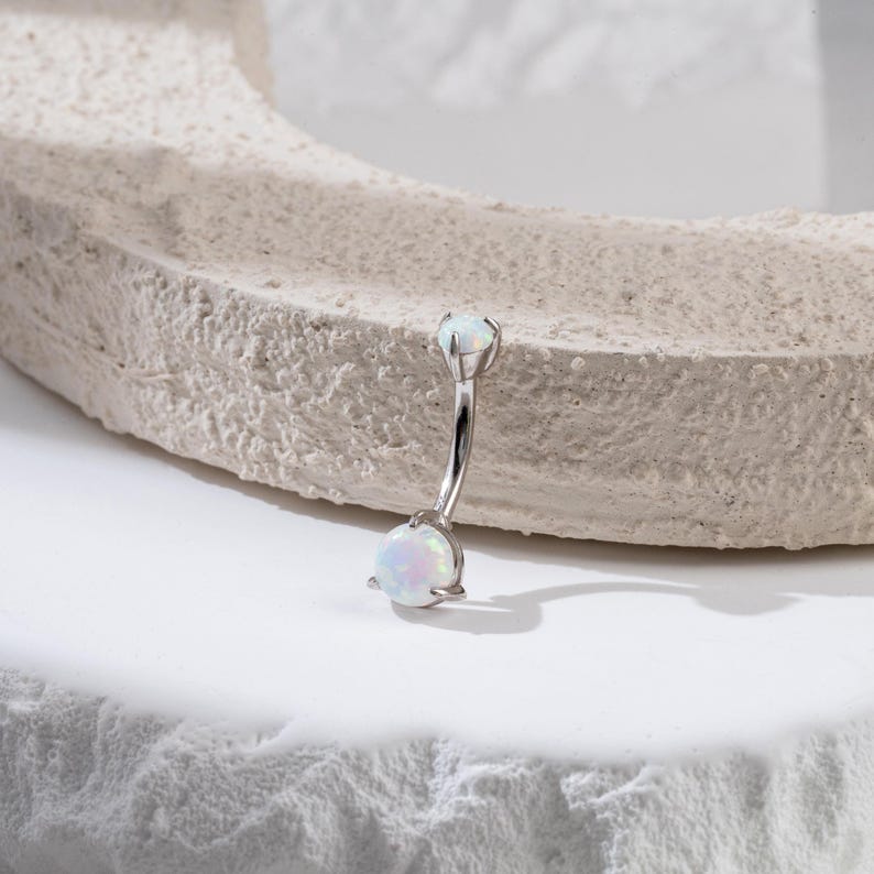 Opal Multiple Size Belly Button Ring Gemstone Threaded Navel Ring 14g ...