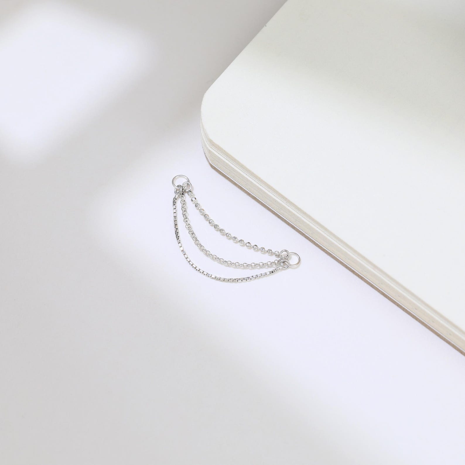 Triple Layer Piercing Chain Attachment Sterling Silver Multi Chain ...