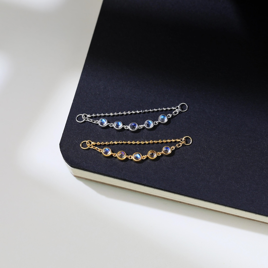 Moonstone Polished Double Bead Chain Accessory Dangle Chain Ear Jacket ...