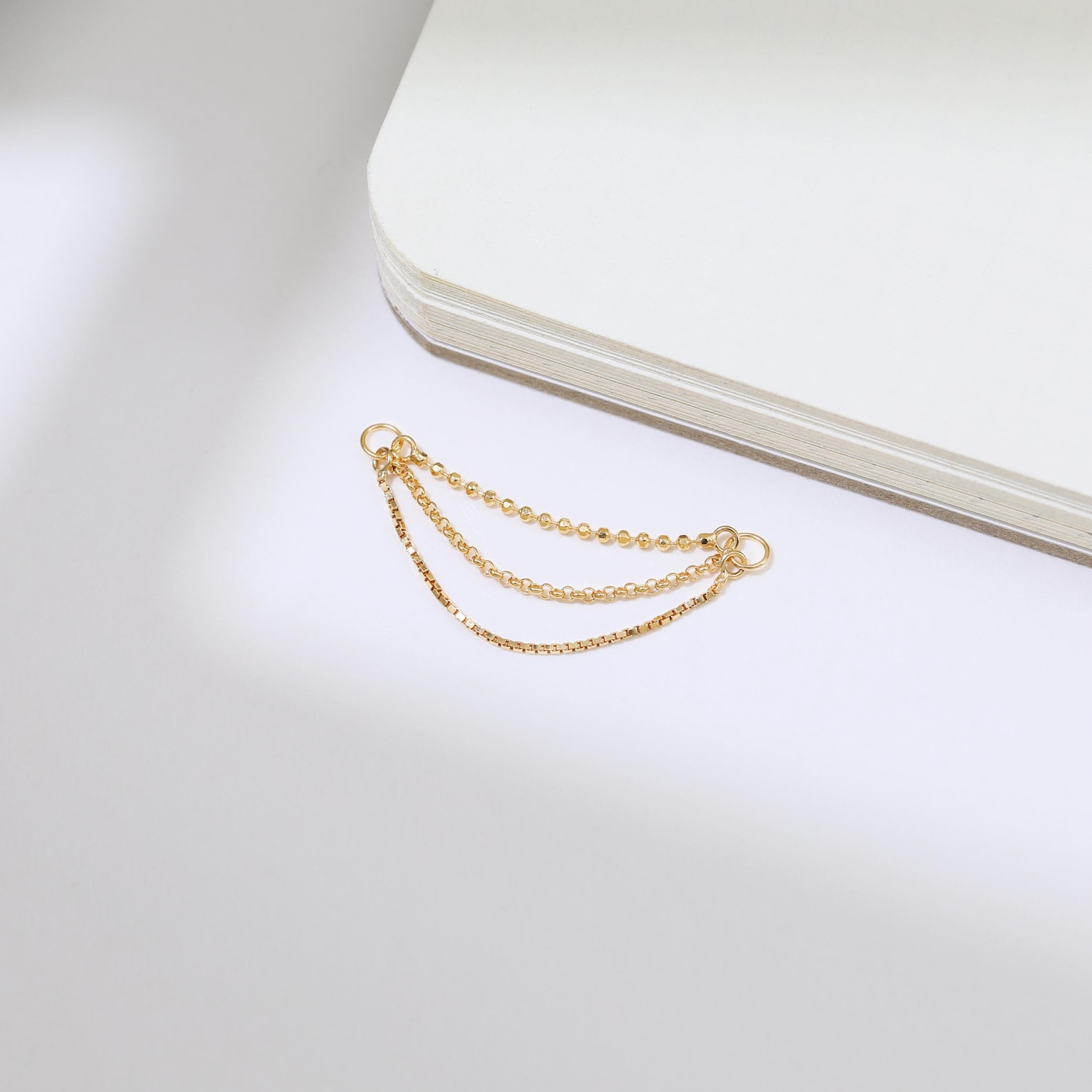 Triple Layer Piercing Chain Attachment Sterling Silver Multi Chain ...