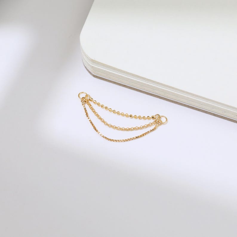 Triple Layer Piercing Chain Attachment Sterling Silver Multi Chain ...