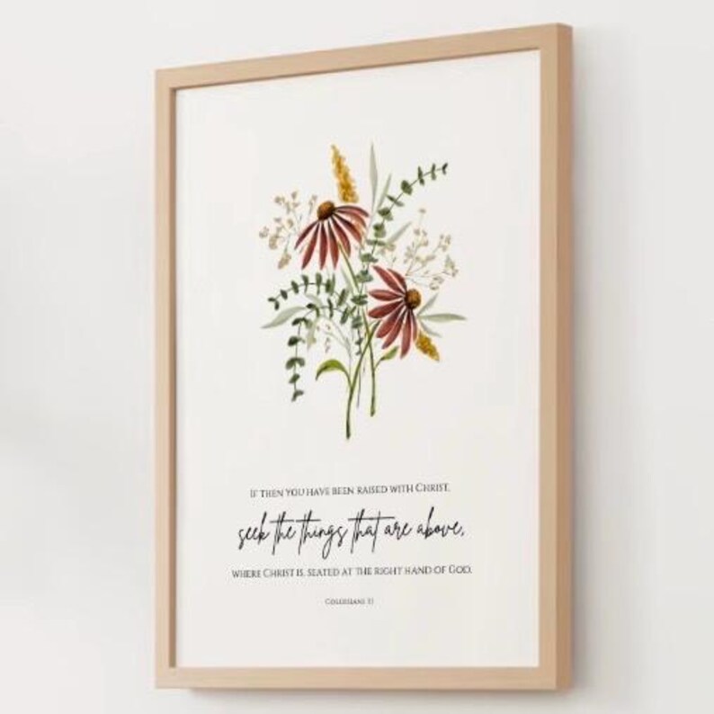 Floral Watercolor Scripture Sign Col. 3:1 - Etsy