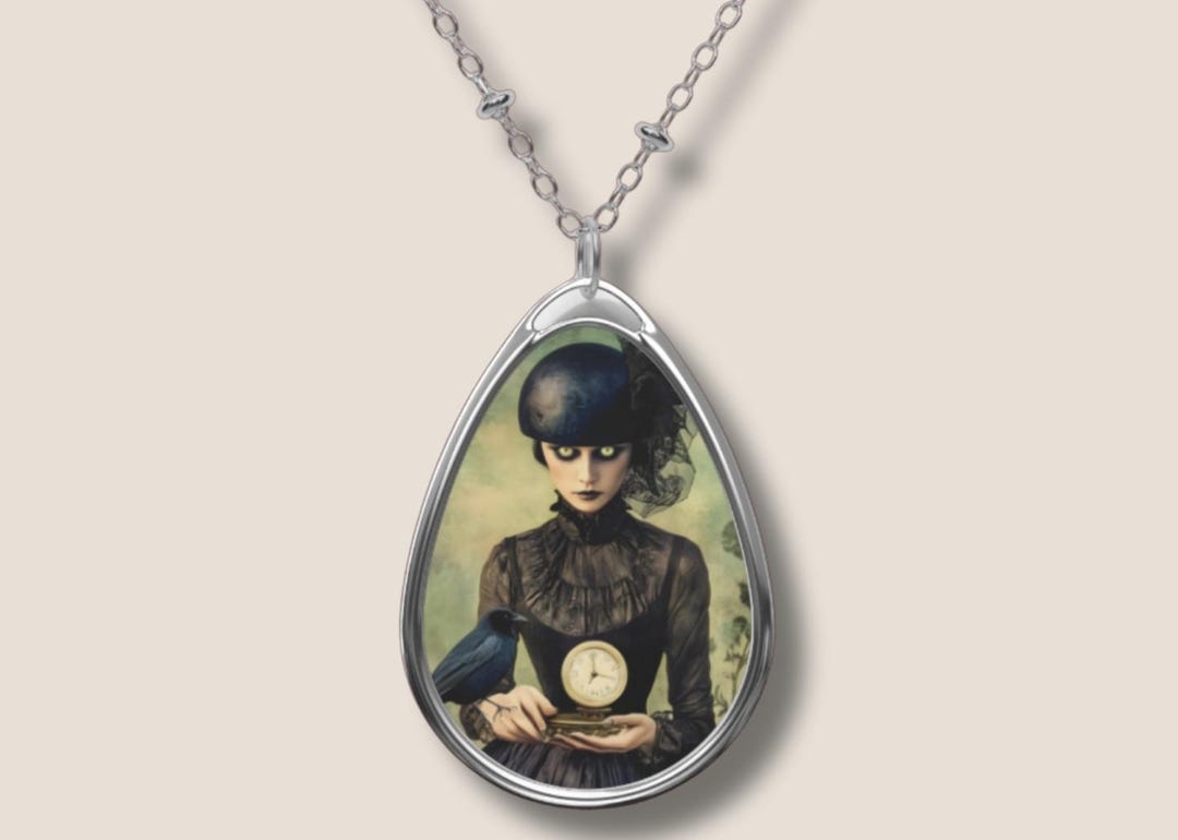 Gothic Portrait Whimsigoth Jewelry Dark Victorian Pendant Art on Chain ...