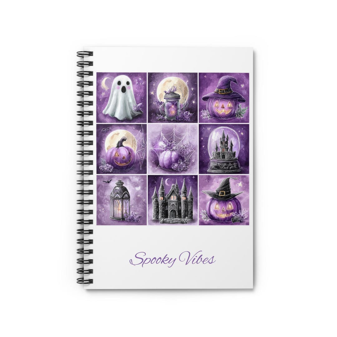 Spooky Halloween Spiral Notebook: Ghosts, Witches & Purple Hues - Etsy