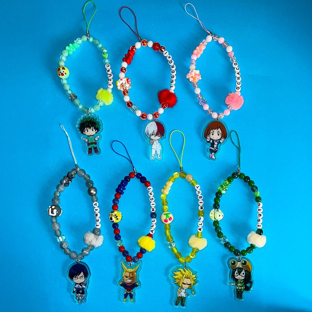 My Hero MHA Deluxe Beaded Bag Charm: Anime Phone Accessory - Etsy