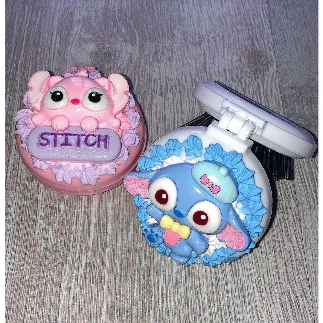 Stitch and Angel Foldable Hair Brushes Handmade Hair Detangler Brushes ...
