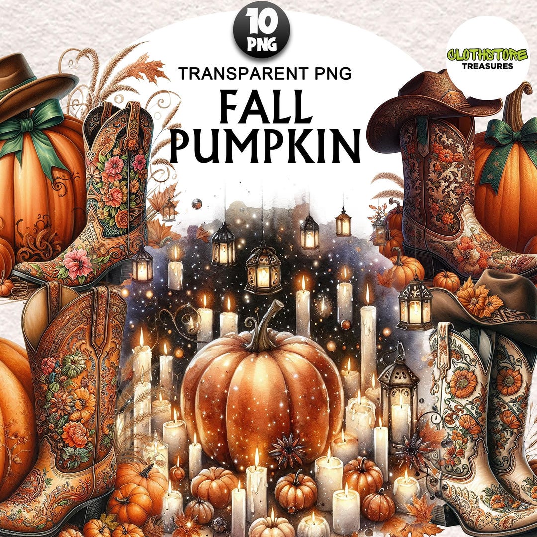 10 Fall Pumpkin Watercolor Clipart, Watercolor Autumn Pumpkin ...