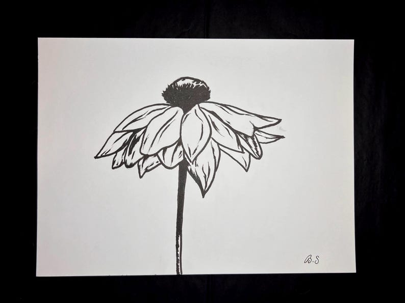 Simple Flower Pen Drawing - Etsy