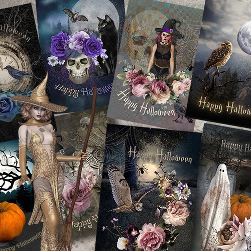 Halloween Digital Paper Clipart Spooky Night Halloween | Etsy