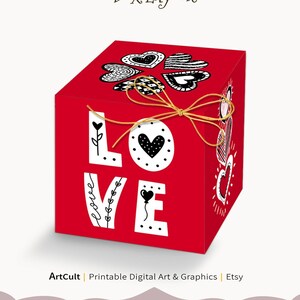 Printable Little Gift Box Layout -LOVE- for DIY Wedding Favor Box ...