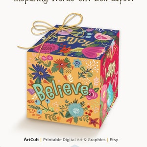 Printable Gift Box INSPIRING WORDS Digital Download Layout, DIY ...