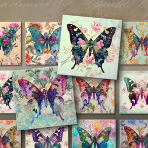 Printable 2x2 Inch Designs, Digital Download JPEG + PNG. BUTTERFLIES ...