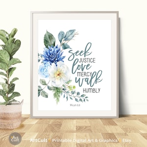 Printable Artwork Digital Download Bible Verse Micah 6:8 Scripture ...