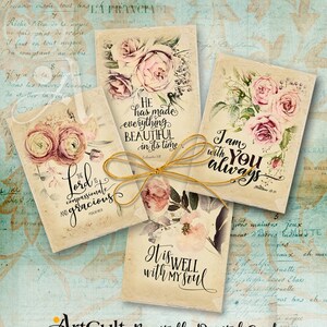 Printable Antique Style BIBLE VERSES 2, Four 5x7 Inch Size Images for ...