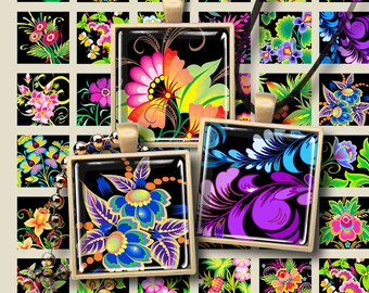 Kaleidoscope Squares / 1x1 Inch Size Printable Square Images / - Etsy