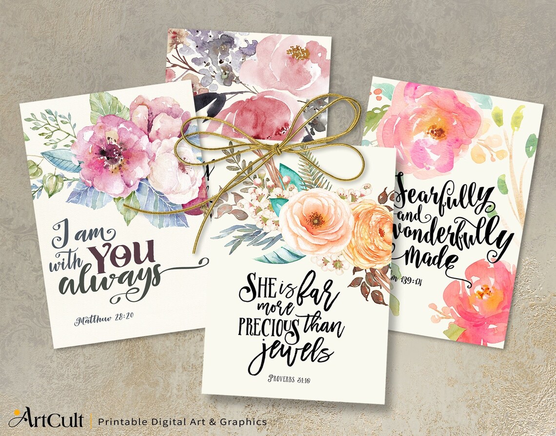 Printable Greeting Cards No2. BIBLE VERSES Four 3.5x5 Inch | Etsy